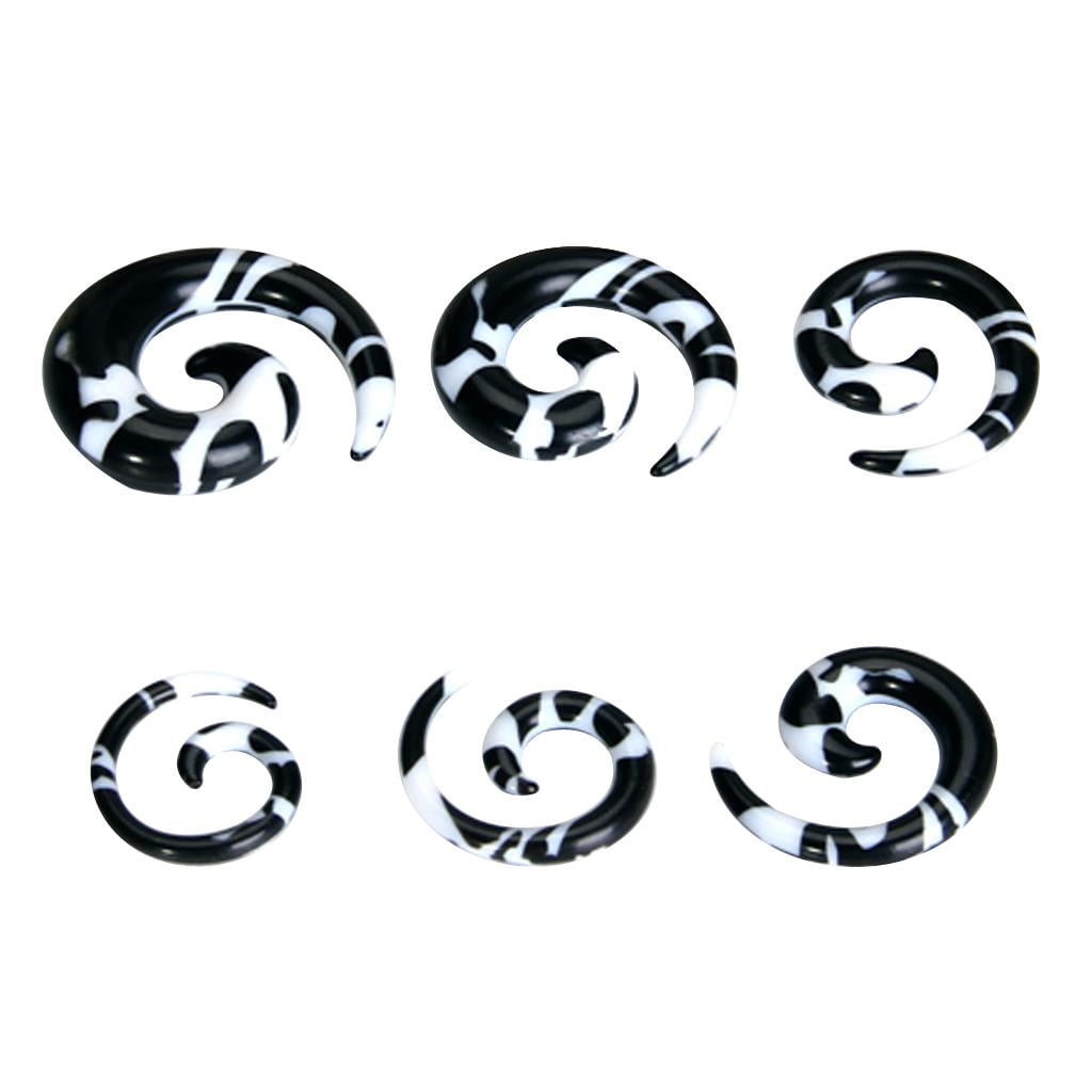 6 Sizes 00g,0g,2g,4g,6g,8g Spiral Ear Stretcher Taper Plug Tunnel ...