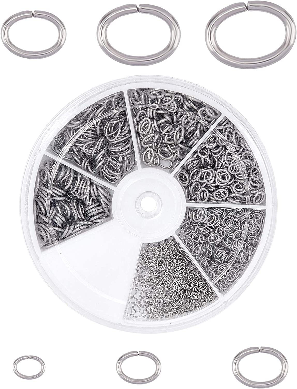 6 Sizes 600pcs Oval Close but Unsoldered Jumps Rings 18-26 Gauge O ...