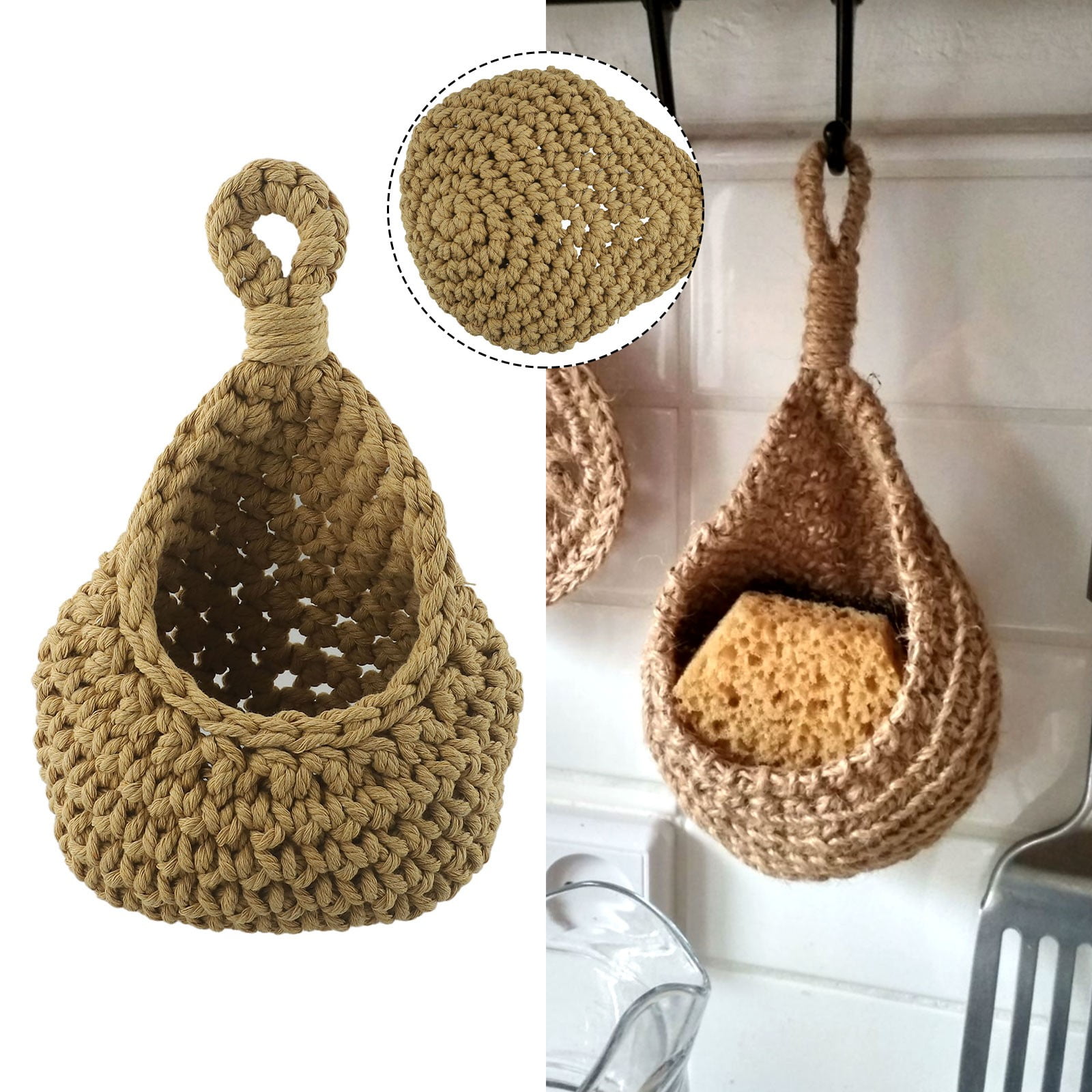 6 Sizes Hanging Wall Vegetable Fruit Baskets Jute Eco Hanging Basket ...