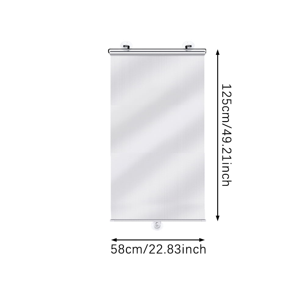 6 Sizes No Drilling Retractable Roller Window Shades Suction Cups Silver Blackout Blind Shade ...