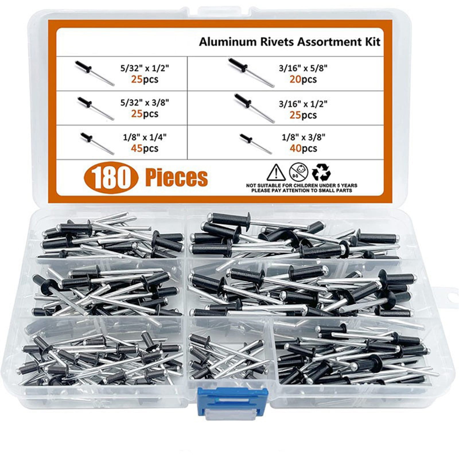 6 Sizes Rivets Rivet Set Home DIY Commercial Use Size Labels Steel ...