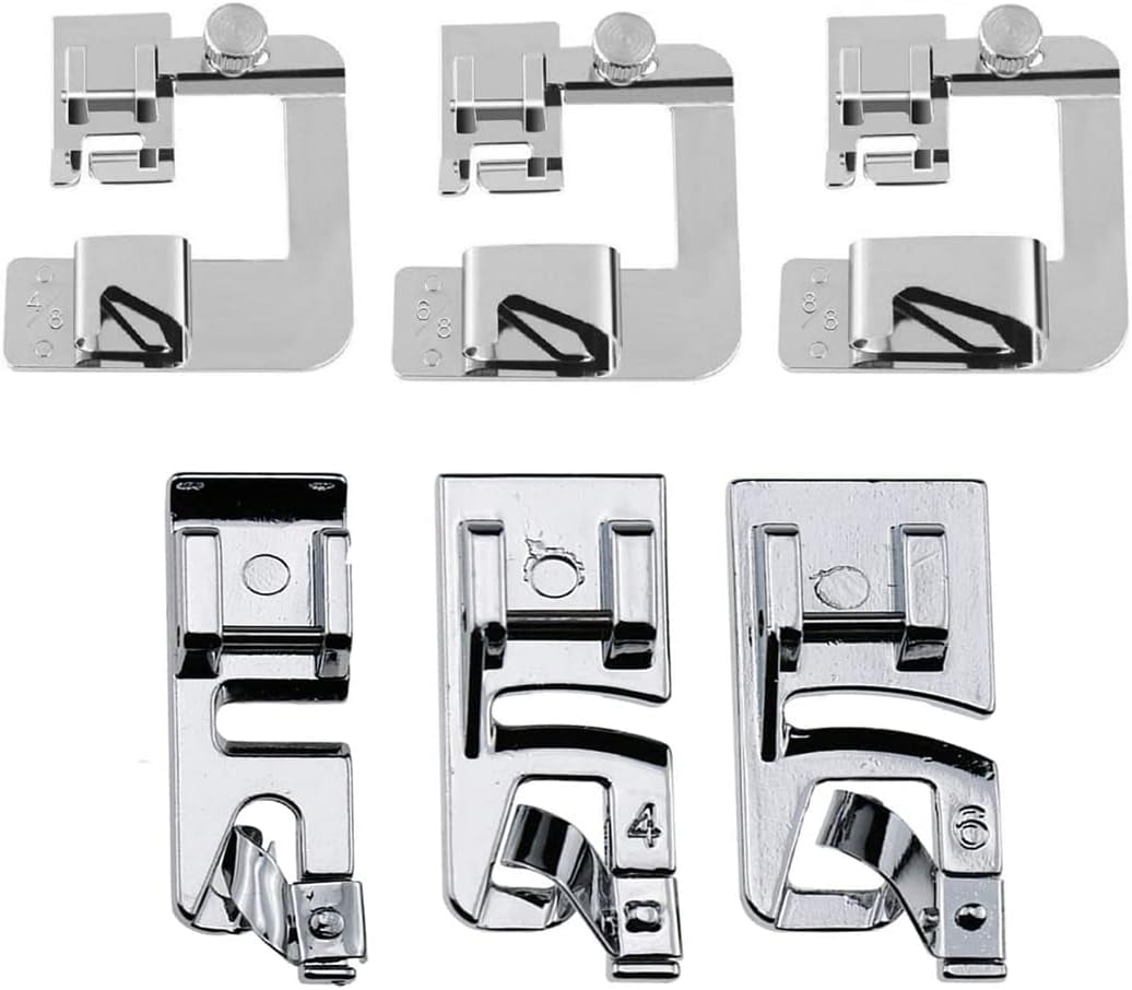6 Sizes Rolled Hem Presser Foot, Wide Rolled Hem Foot Set & Narrow ...
