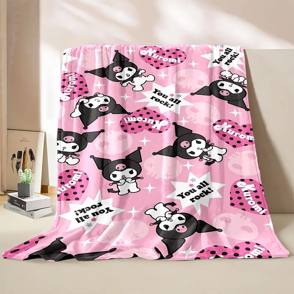 6 Sizes Warm Sanrio Kuromi Printed Soft Fluffy Throw Blanket Air ...
