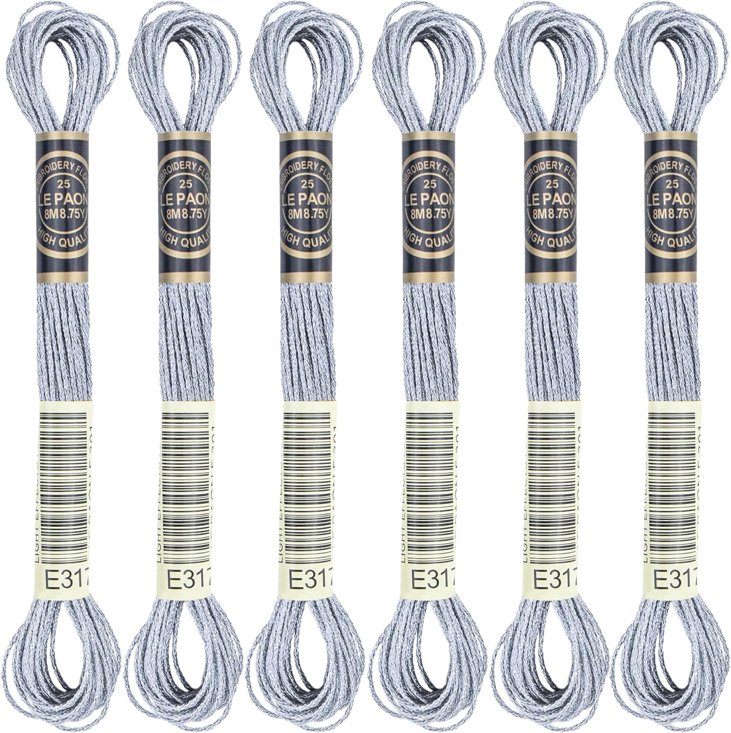 6 Skeins Embroidery Thread, Metallic Grey Embroidery Floss Friendship ...