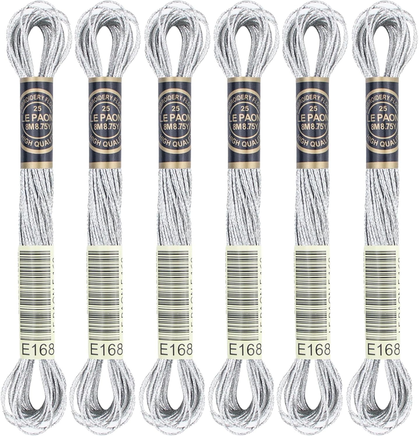 6 Skeins Embroidery Thread, Metallic Silver Embroidery Floss Friendship ...