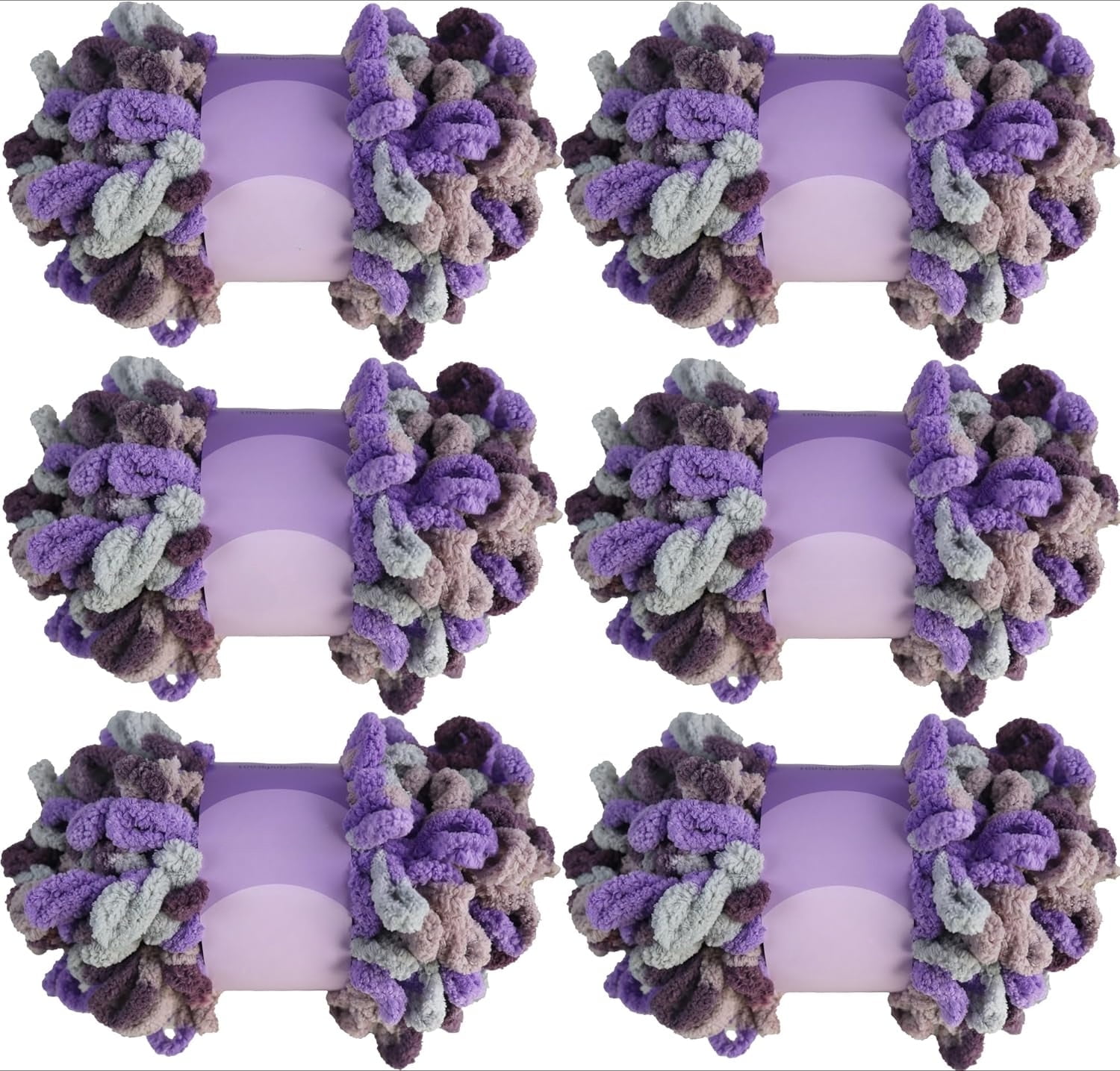 6 Skeins - Total 600g Fun Finger Loops Yarn - Jumbo Polyester Yarn - No ...