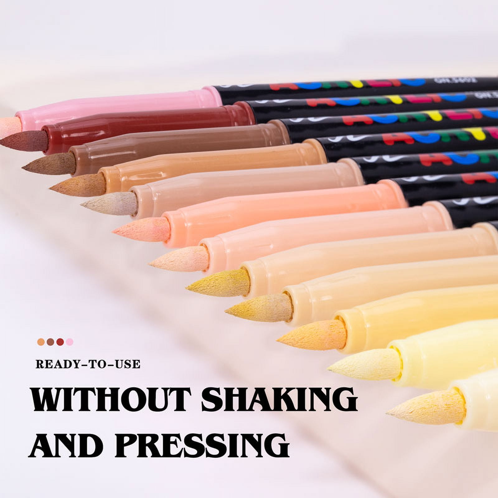 6 Skin Acrylic Paint Marker Pens soft Brush Nib Skin Tones Art Markers ...