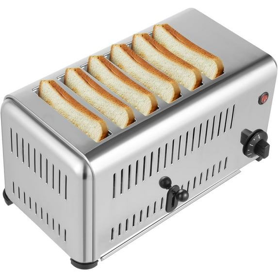 6 Slice Commercial Toaster with Wide Slots and Stainless Steel ...