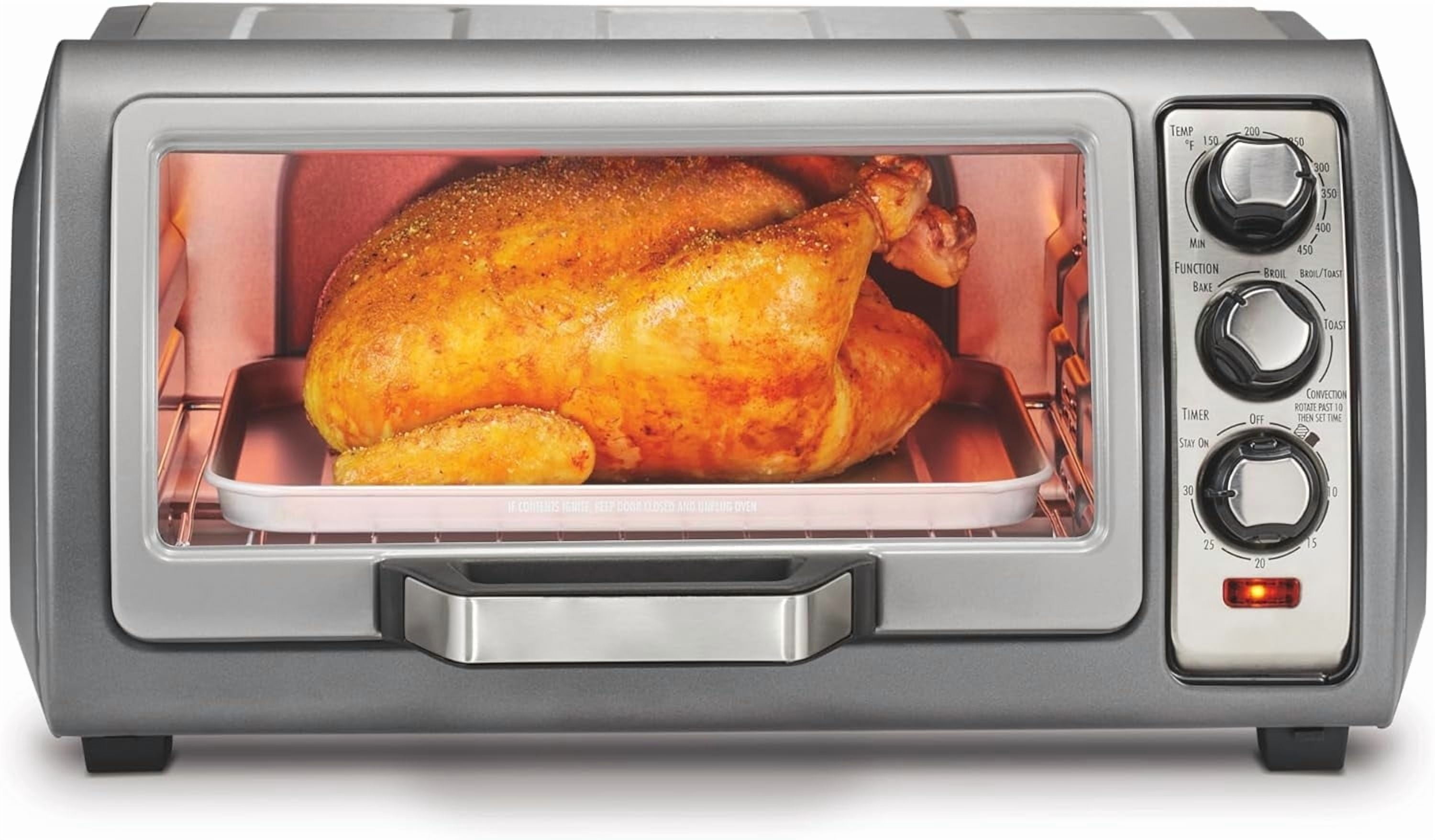 6 Slice Convection Toaster Oven With Easy Reach Roll-Top Door, Bake ...