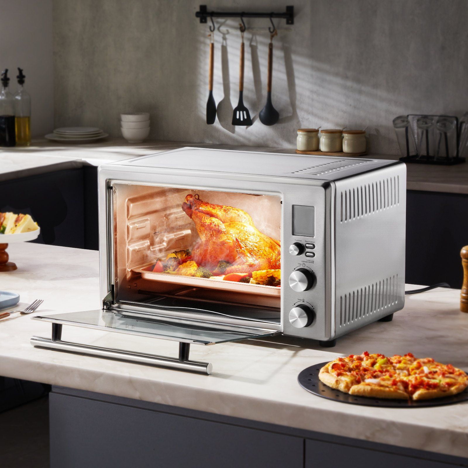 6-Slice Countertop Convection Oven, 28L Capacity, 10-in-1 Toaster Baker ...