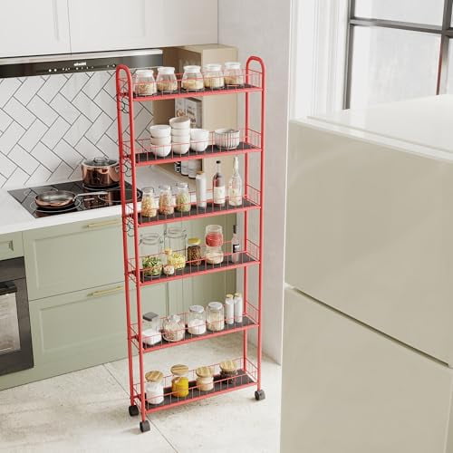 6" Slim Storage Cart 6-Tier Rolling Cart, Gap Slide Out Storage Cart ...