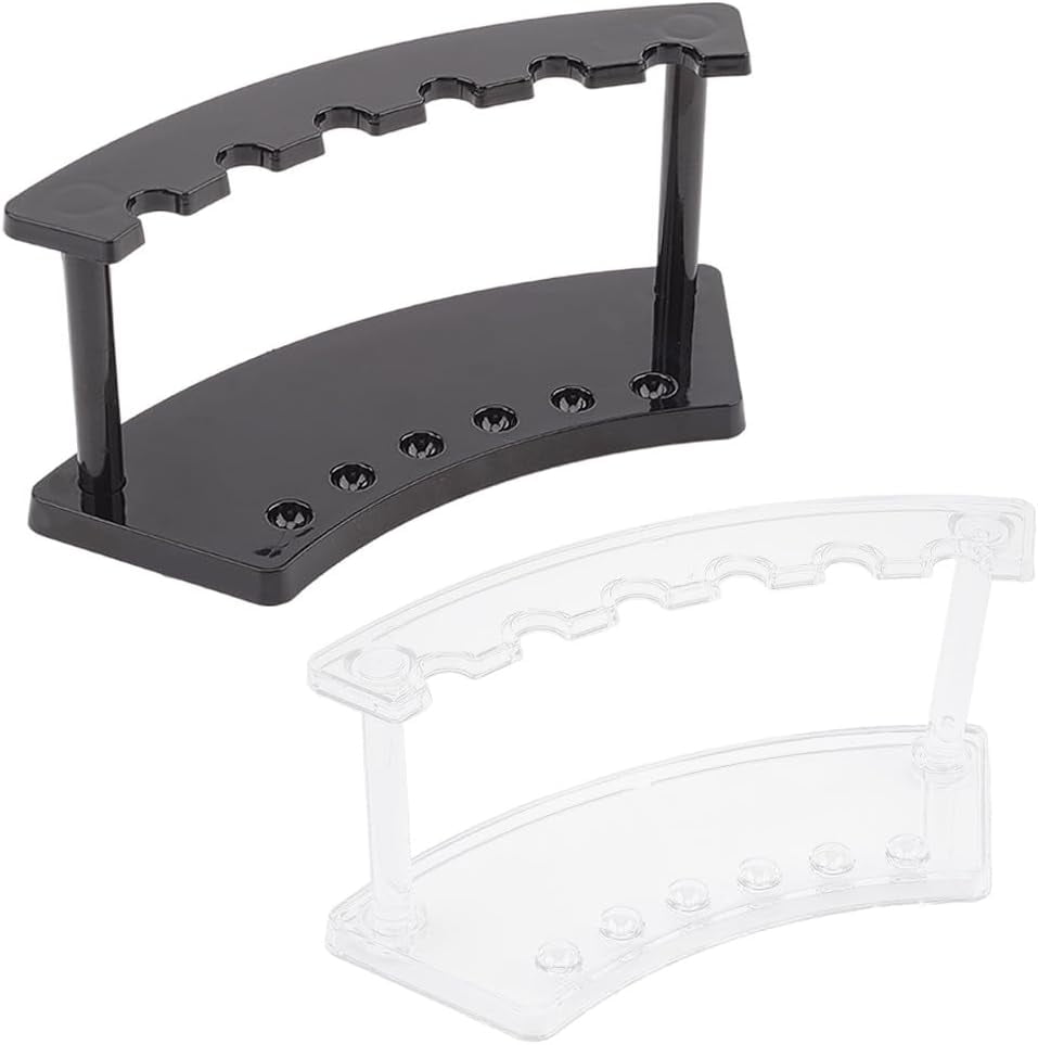 6-Slot Beaded Plastic Pen Holder Pens Display Stand Clear Black Acrylic ...