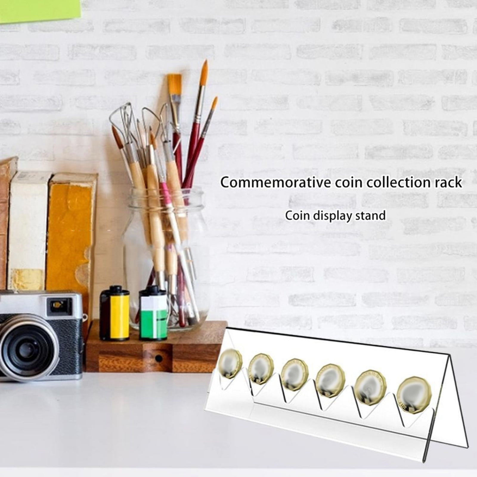 6-Slot Coins Holder, Clear Acrylic Coin Display Stand, Transparent Coin ...