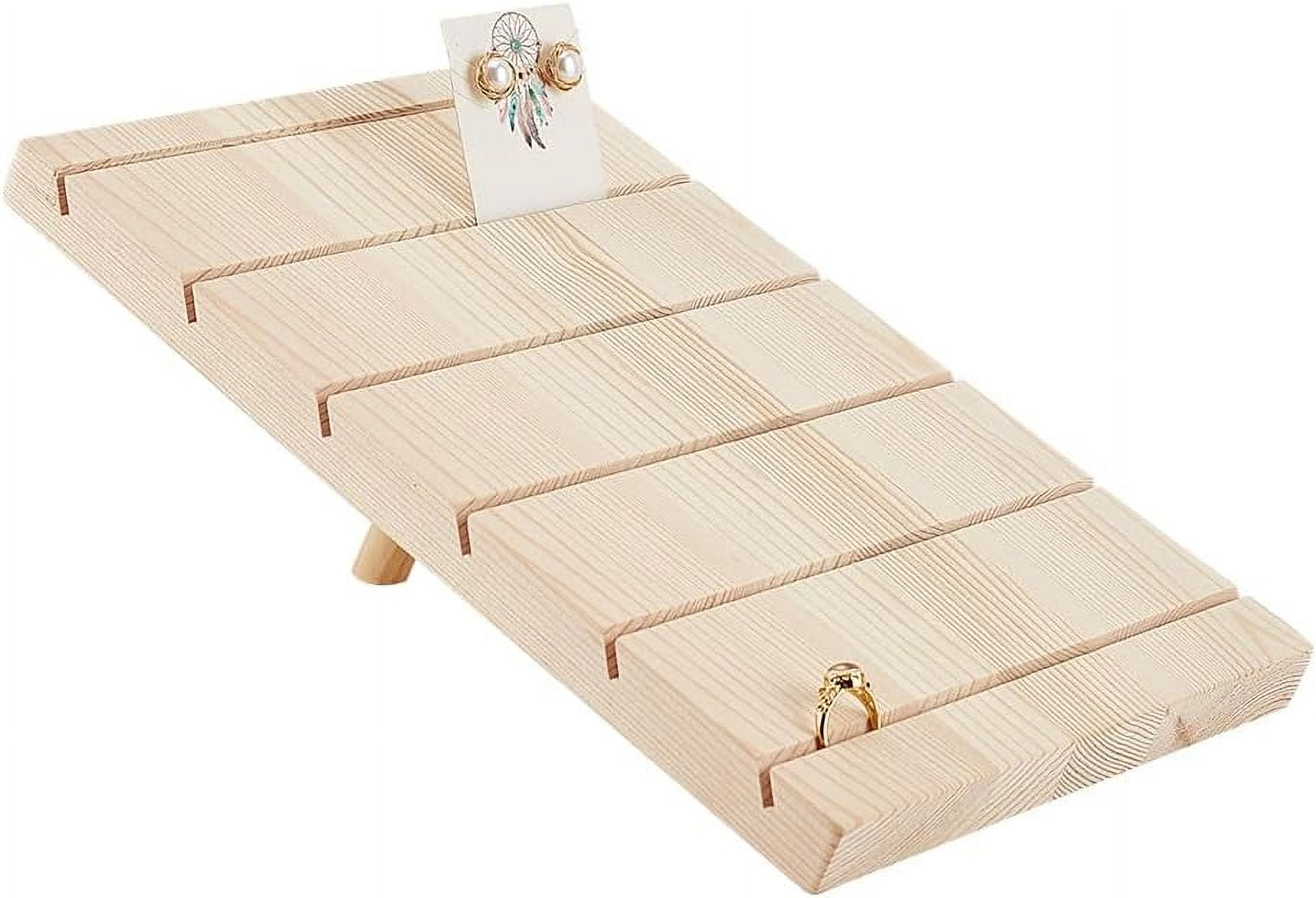 6-Slot Wooden Earring Display Stand Slant Back Wood Earring Card Holder ...