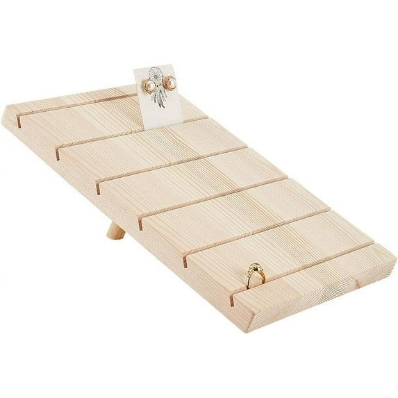 6-Slot Wooden Earring Display Stand Slant Back Wood Earring Card Holder ...