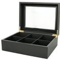 6 Slots Wooden Tea Box with Window, Black Wood Tea Organizer Storage ...