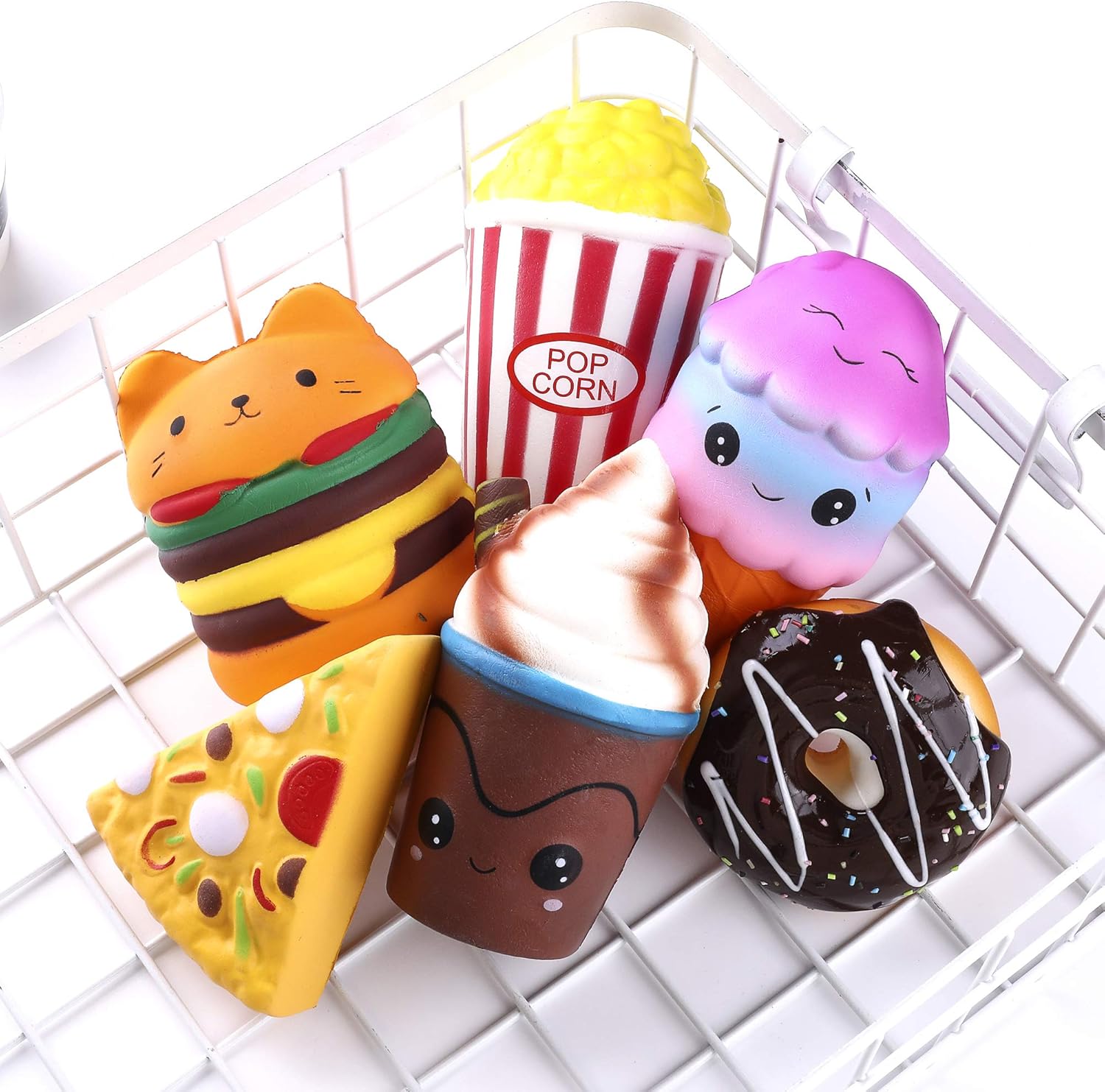 6 Slow Rising Flattening Toys Giant Flattening Toys, Burger Popcorn ...