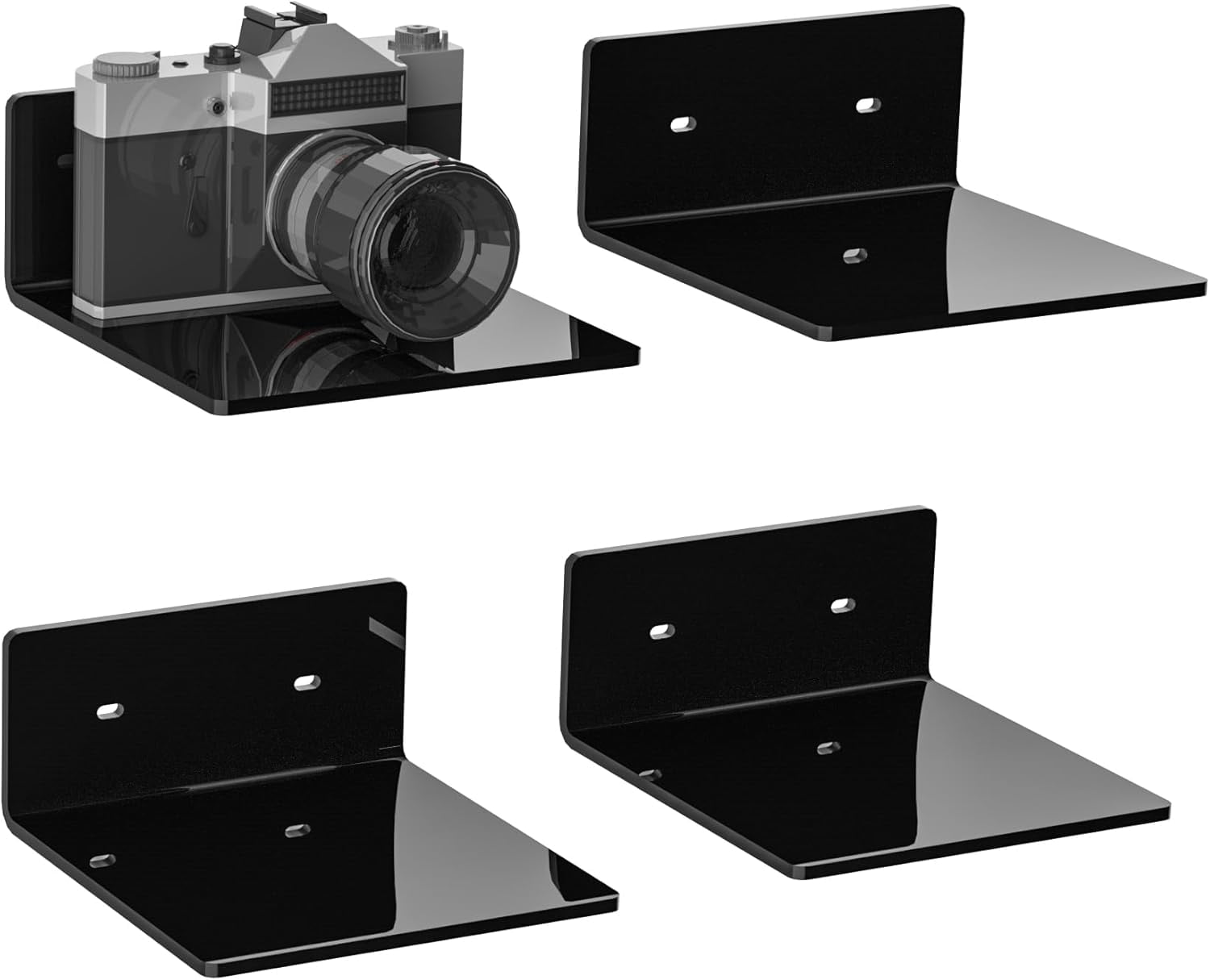 6 Small Black Wall Shelves, -Proof, Space Saver, Wall Mounted Display ...
