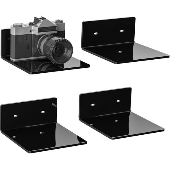 6 Small Black Wall Shelves, -Proof, Space Saver, Wall Mounted Display ...