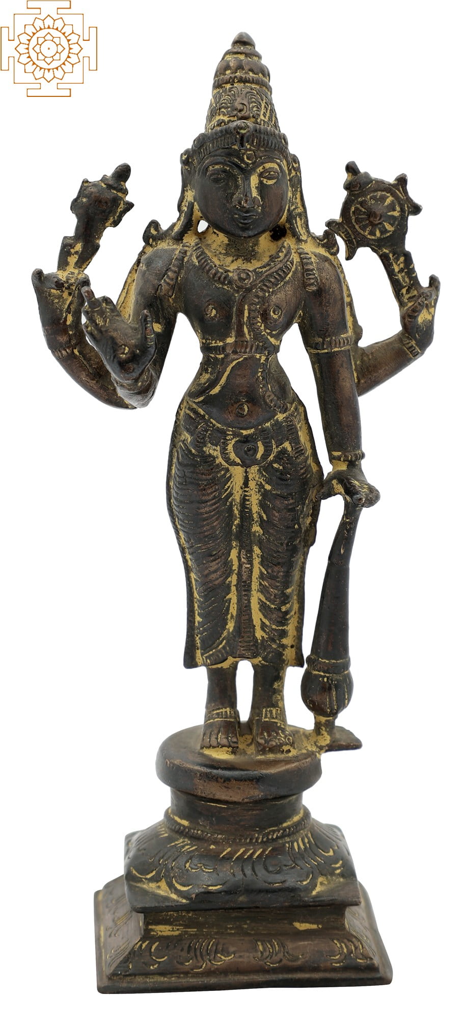6" Small Standing Bhagawan Vishnu Statue in Brass | Handmade - Brass ...