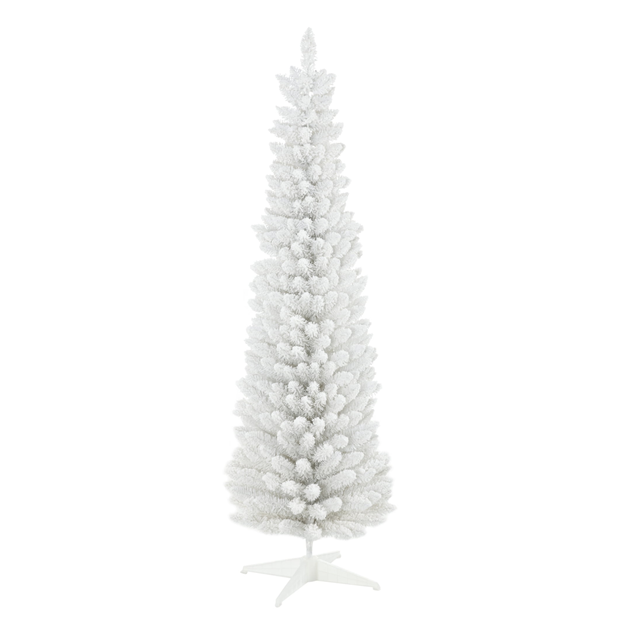 6' Snow Flocked Artificial Pencil Christmas Tree, Slim Xmas Tree with ...