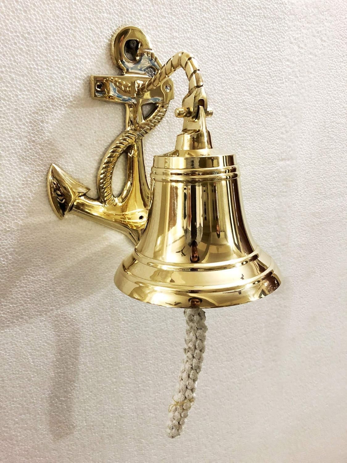 6" Solid Brass Anchor Ship Bell Ring Home Kitchen Outdoor Indoor Door ...