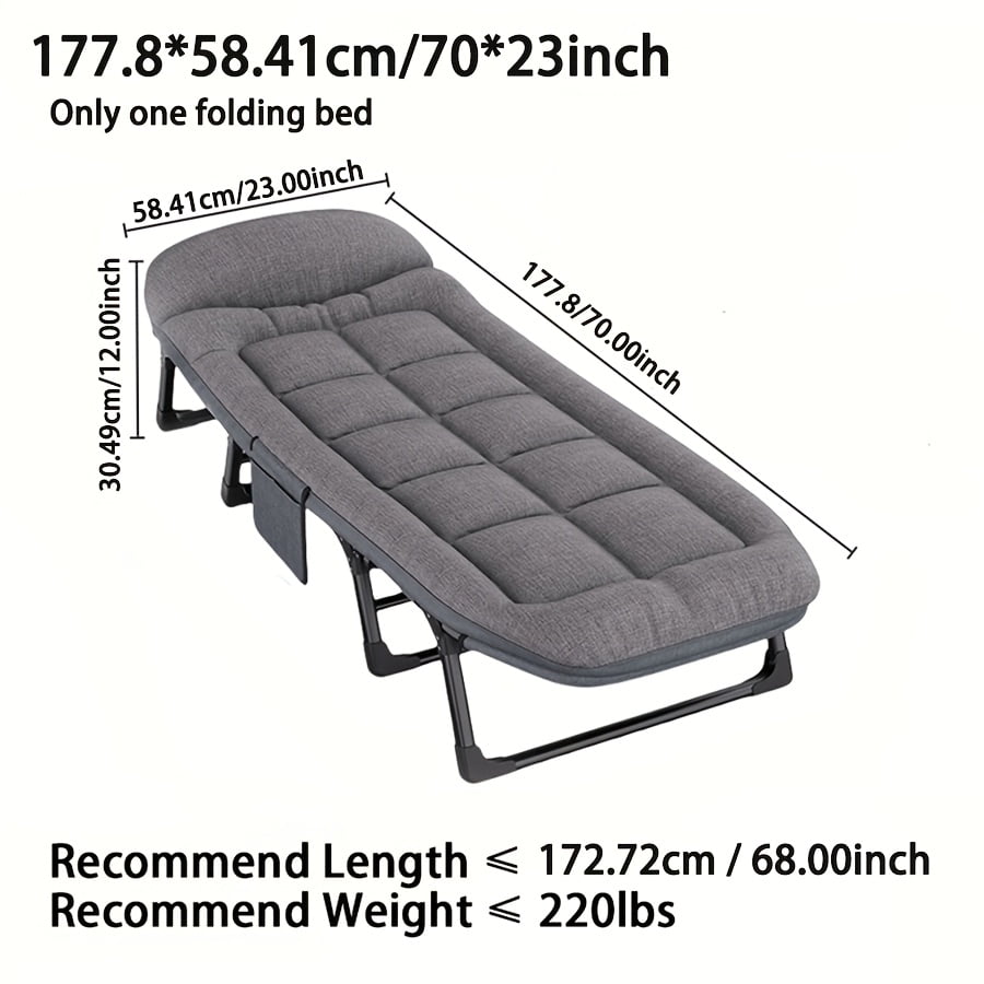 6-Speed Adjustable Folding Bed - Portable Camping Bed with Mattress ...