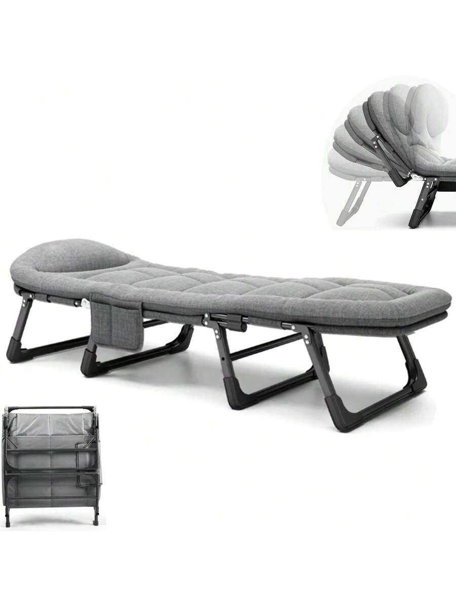 6-Speed Adjustable Folding Sleeping Bed (71*24IN) ,Comfortable Mattress ...