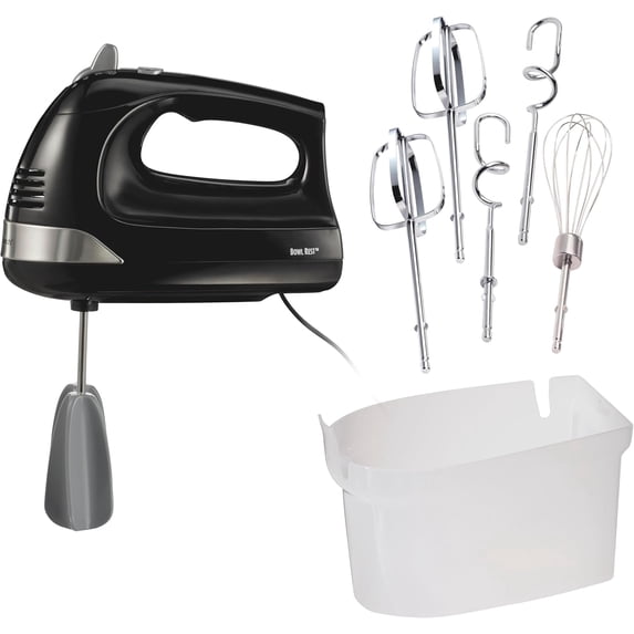 6-Speed Electric Hand Mixer with Whisk, Dough Hooks and Easy Clean ...