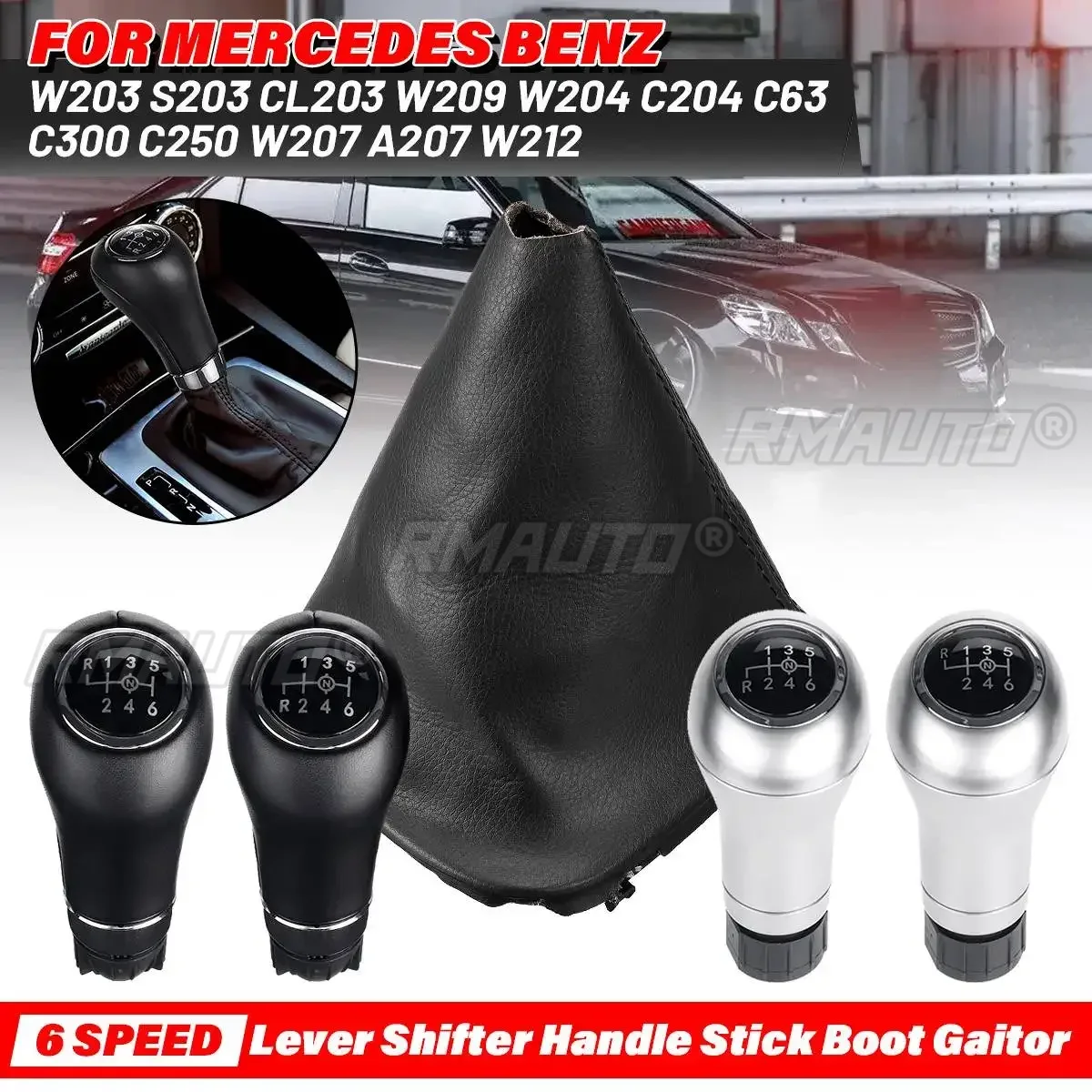 6 Speed Gear Shift Knob w/Gaiter Cover For Mercedes/Benz W203 S203 ...