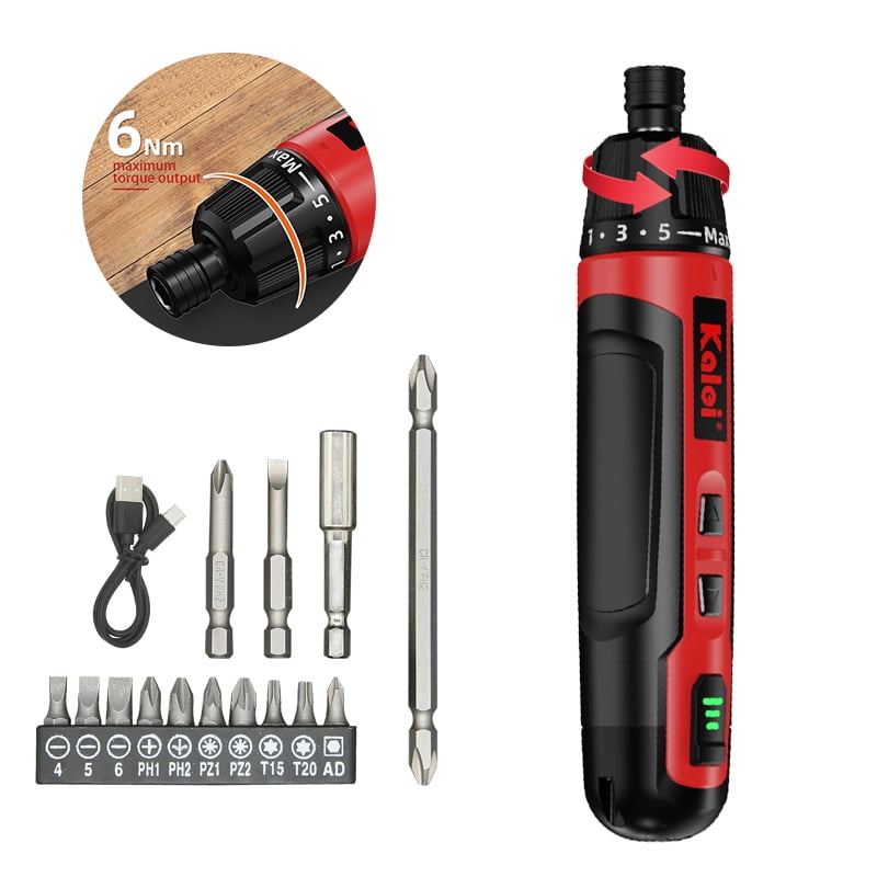 6-Speed Torque Cordless Electric Screwdriver 2000mAh Lithium Battery ...