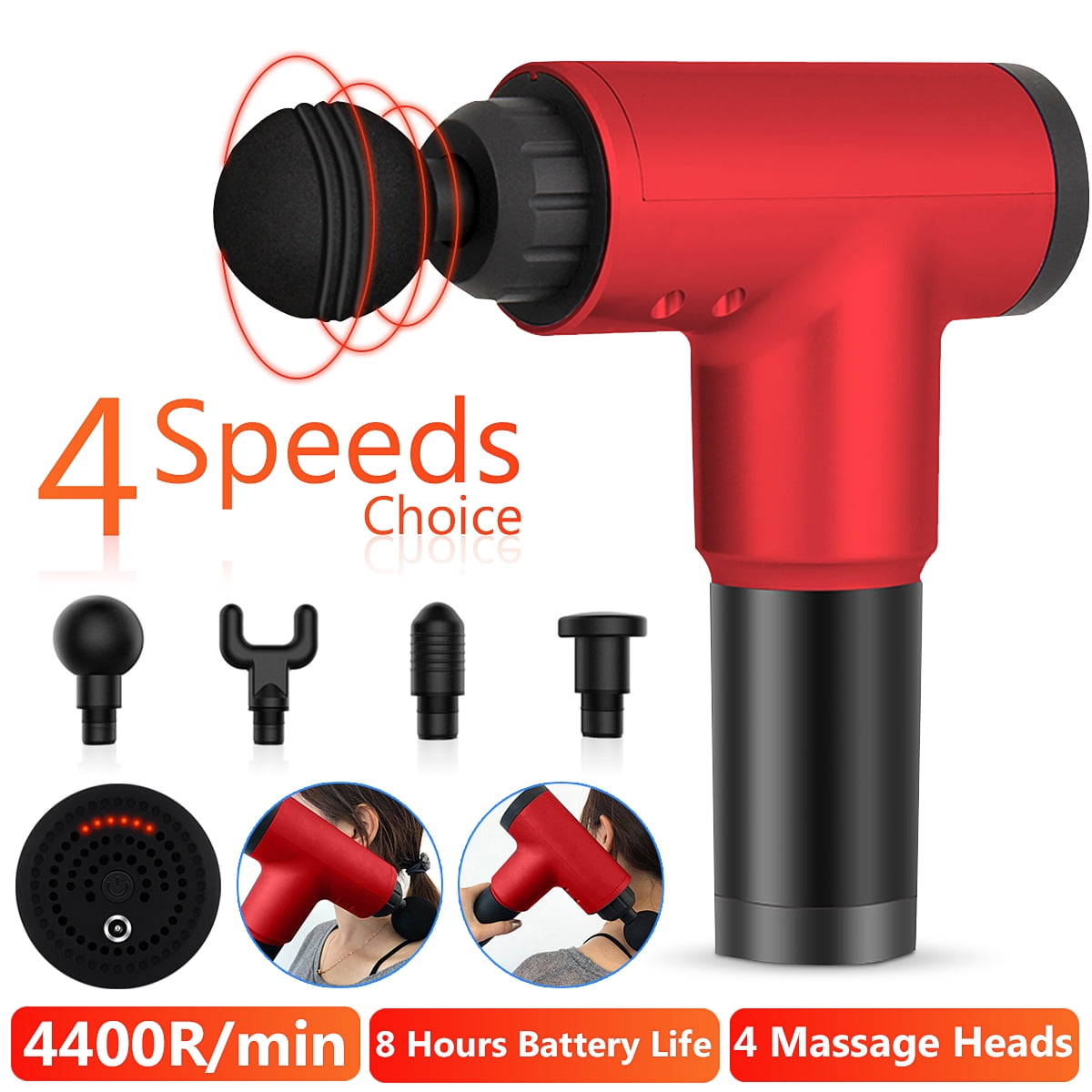 6 Speeds Handheld Deep Tissue Massage Gun, Rechargeable Portable Body ...
