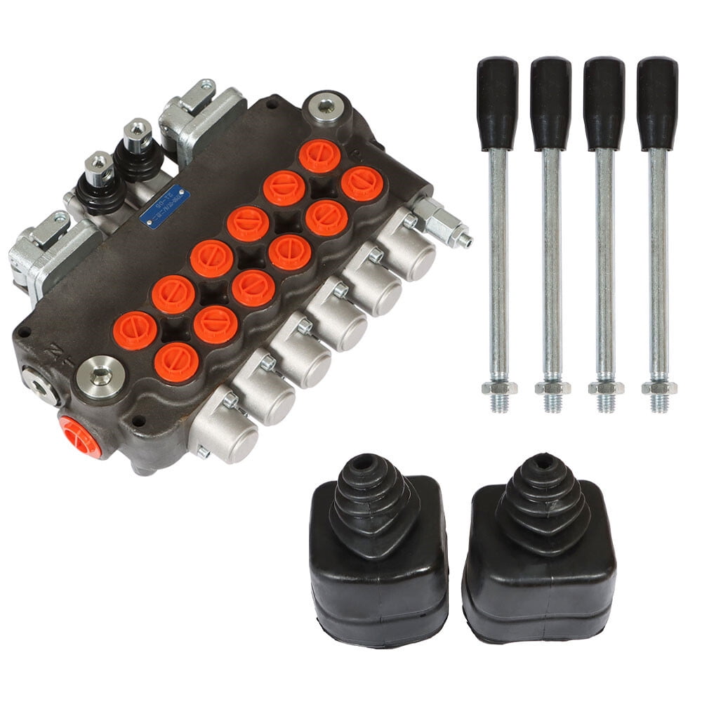 6 Spool Hydraulic Backhoe Directional Control Valve 2 Joysticks 21 GPM ...