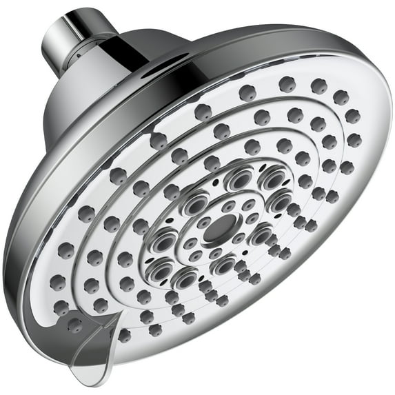 6 Spray Settings High Pressure Shower Head 5" Rain Fixed Showerhead ...
