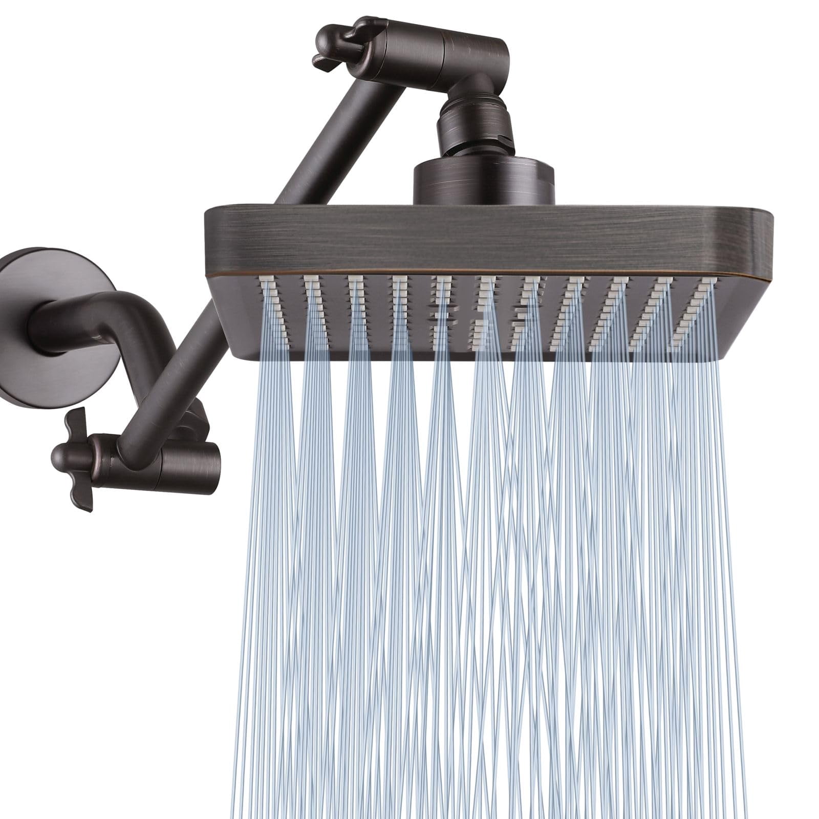 6" Square Oil Rubbed Bronze Rainfall Shower Head with 11'' Extension ...