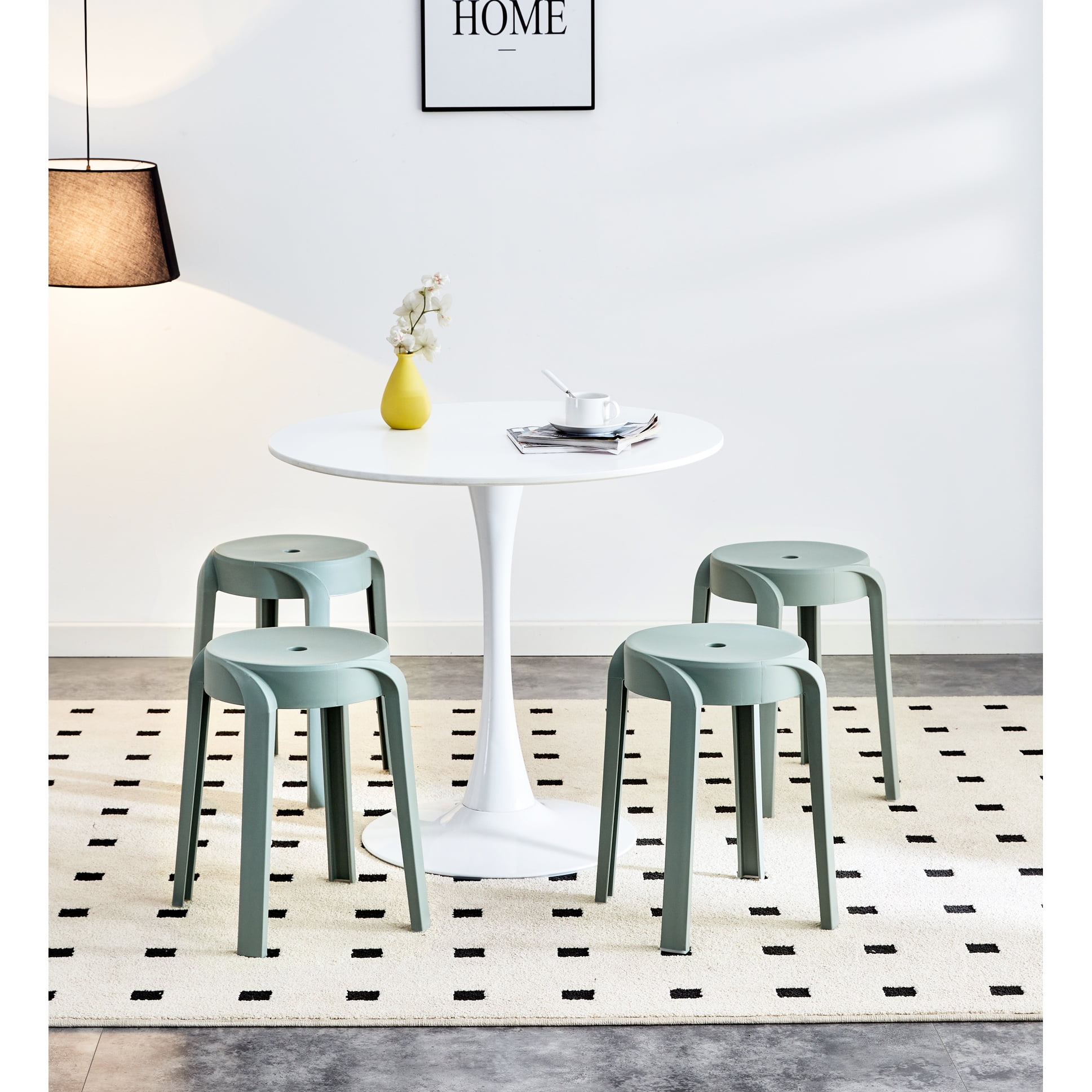 6 Stackable Plastic Chairs With Smooth Surface - Pack Stools For Home ...