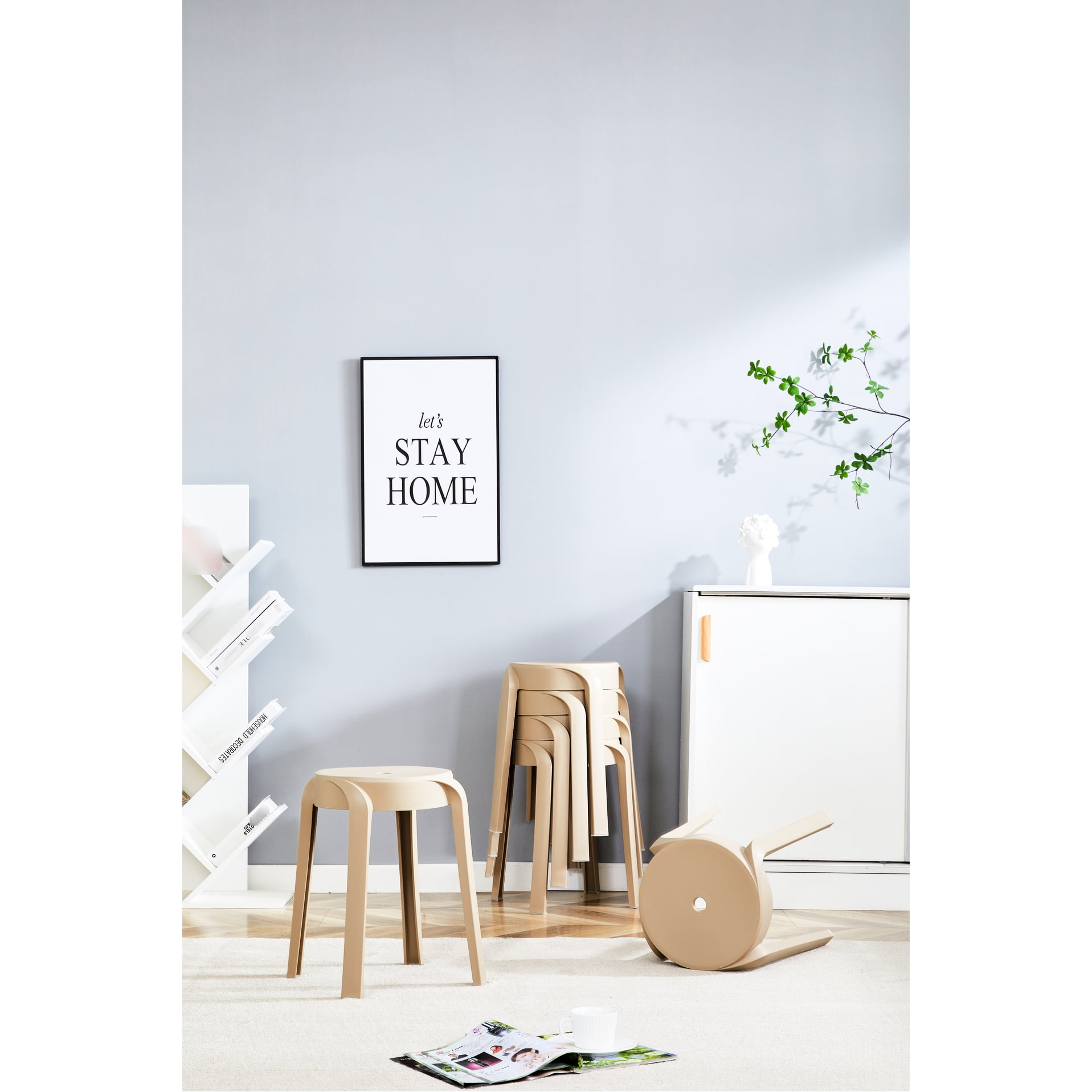 Of 6 Stackable Stools, Plastic Material, 18.1" Overall Height, For Indoor & Outdoor Pack Seating ...