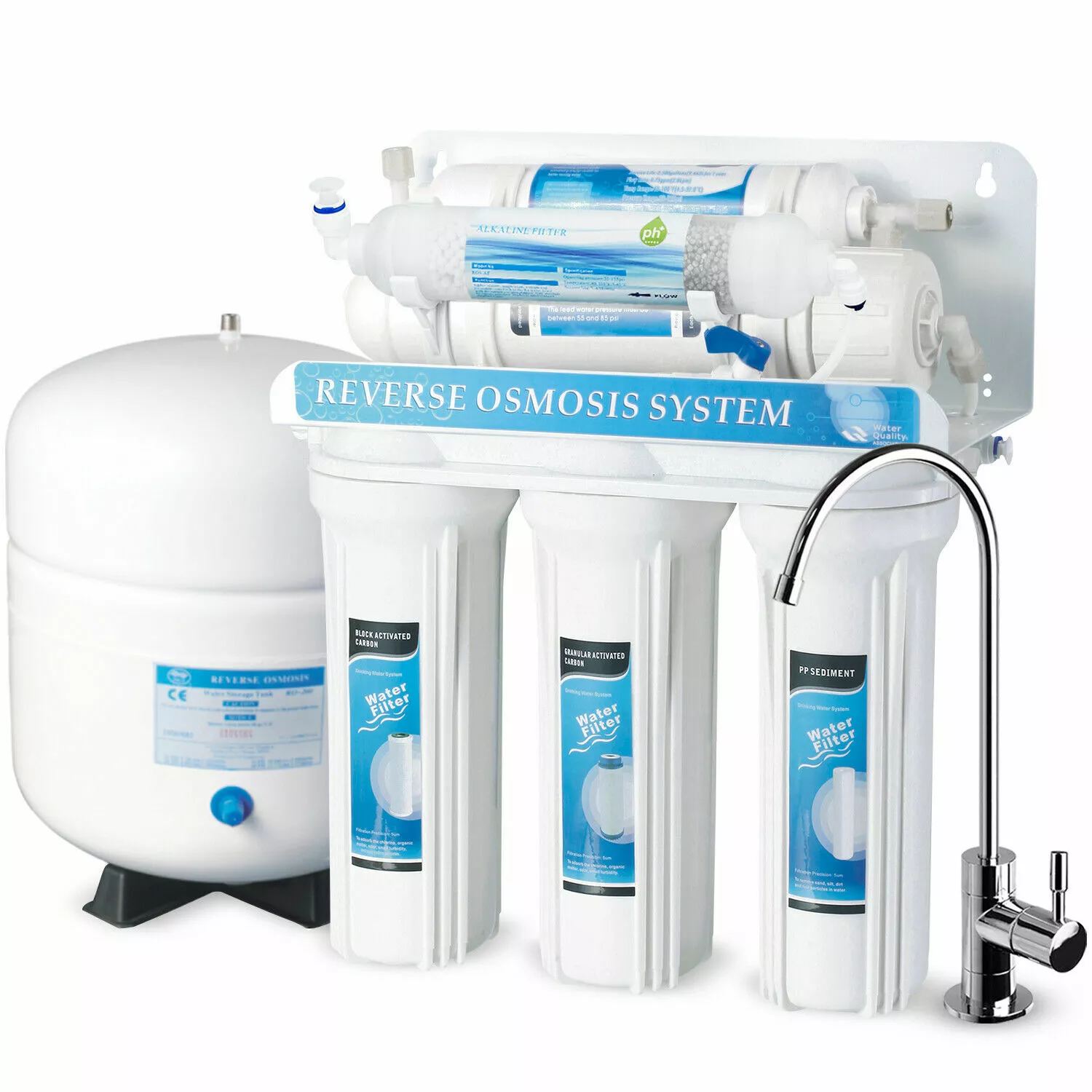 6 Stage Reverse Osmosis RO Drinking Water System with Alkaline pH+ ...