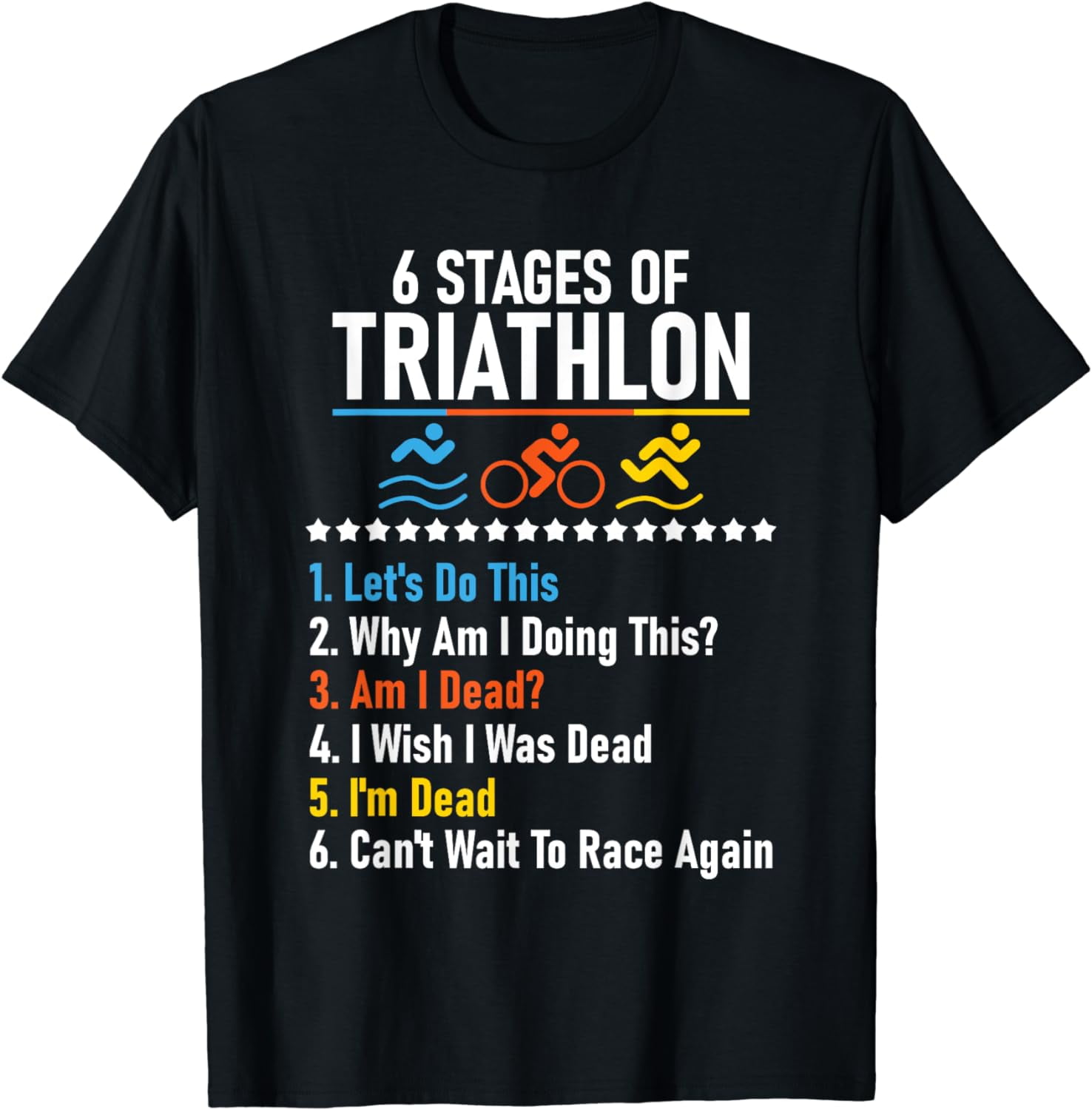 6 Stages Of Triathlon - Athlete Running Swimming Bicycling T-Shirt - Walmart.com