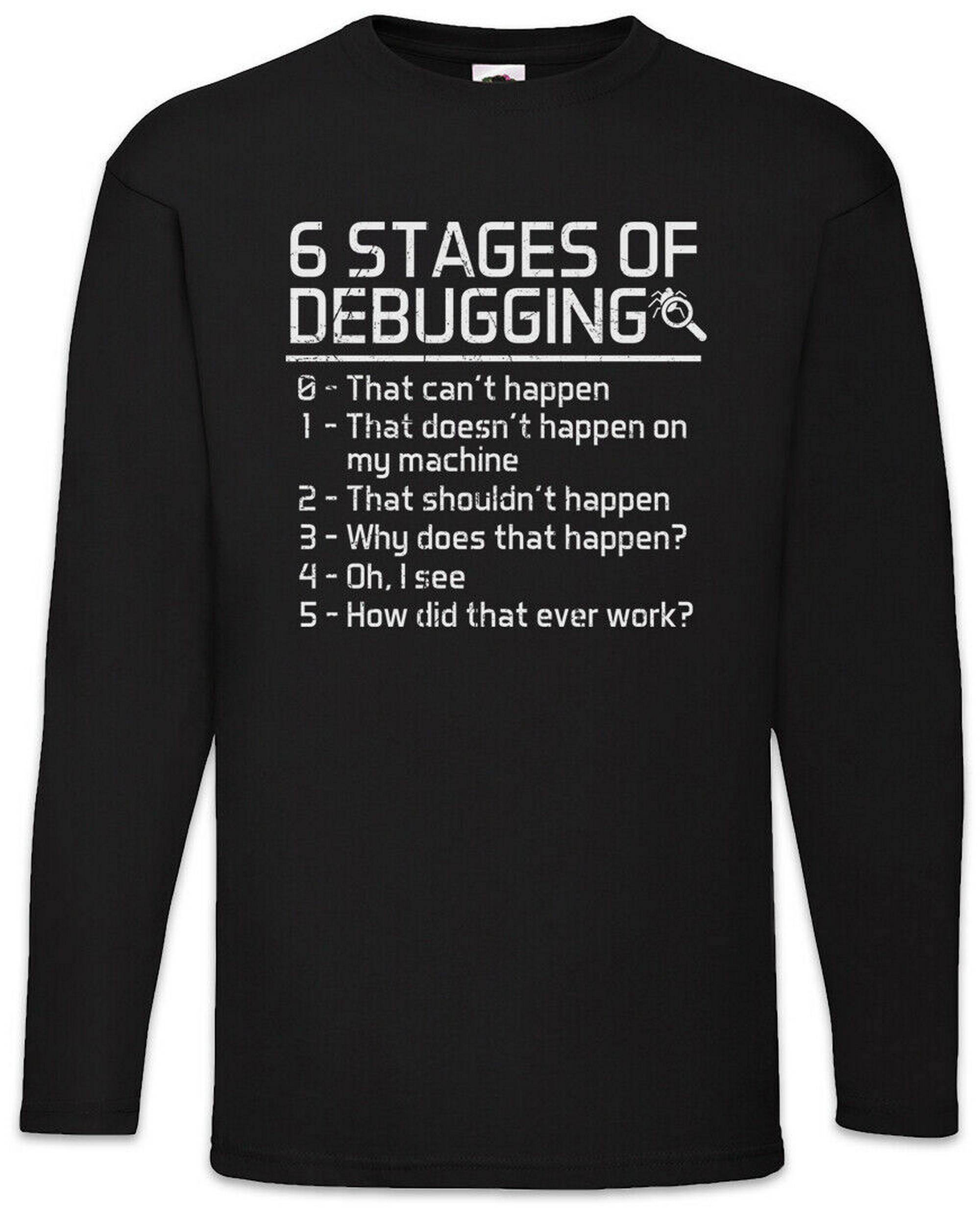 6 Stages of Debugging Long Sleeve T-Shirt Fun Computer Admin - Walmart.com
