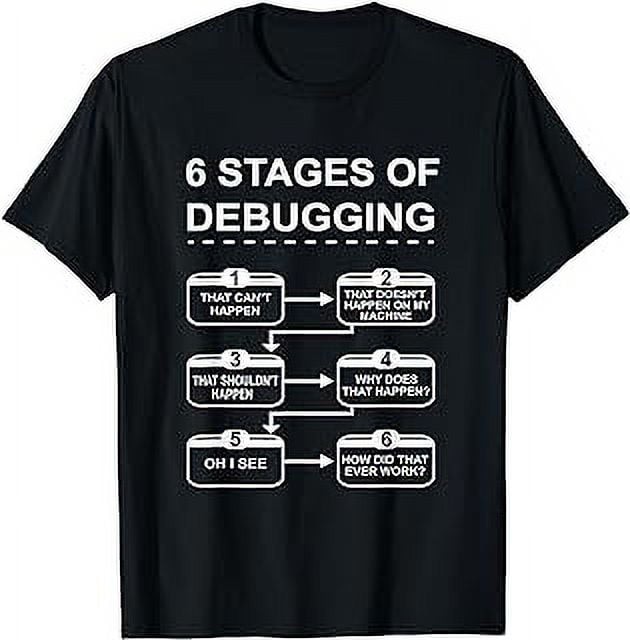 6 Stages of Debugging design Programming Computer Science T-Shirt - Walmart.com