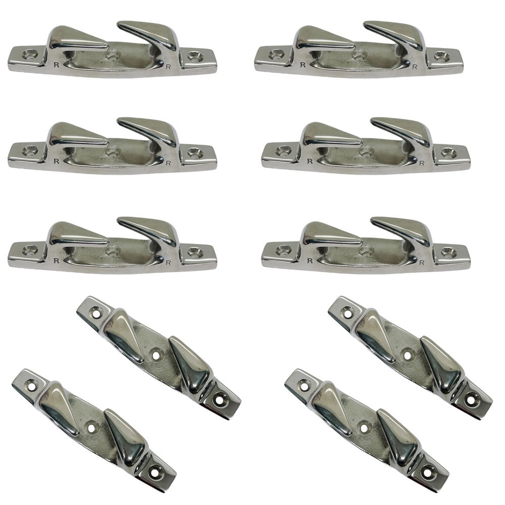 6" Stainless Steel Boat Angled Right Deck Dock Mooring Rope Cleat Chock ...
