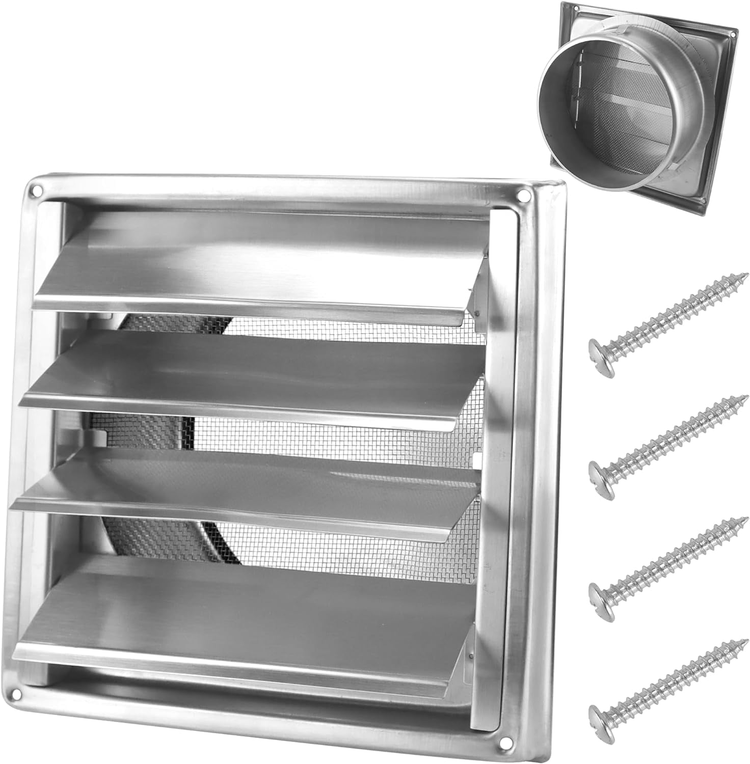 6" Stainless Steel Dryer Vent Cover, Exterior Wall Vent Cover with ...