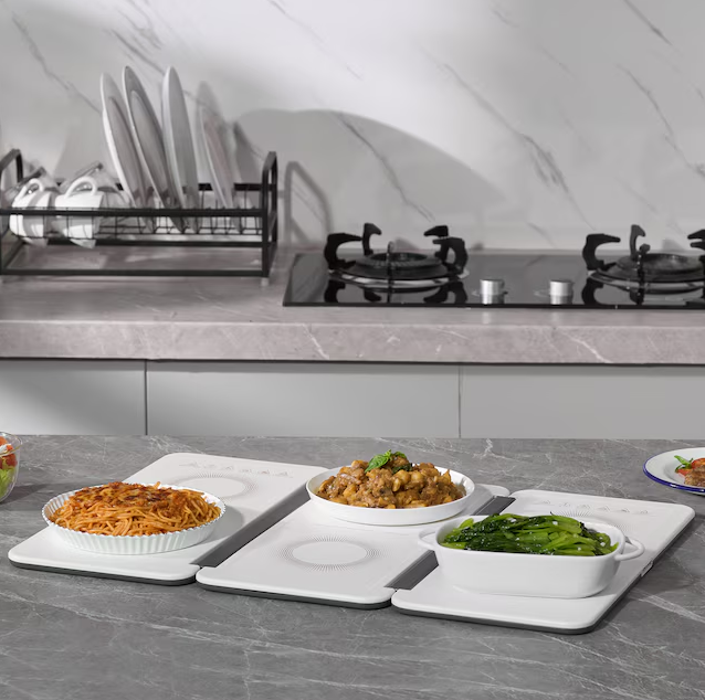 6-Station Electric Warming Tray with Adjustable Temperature & Foldable ...