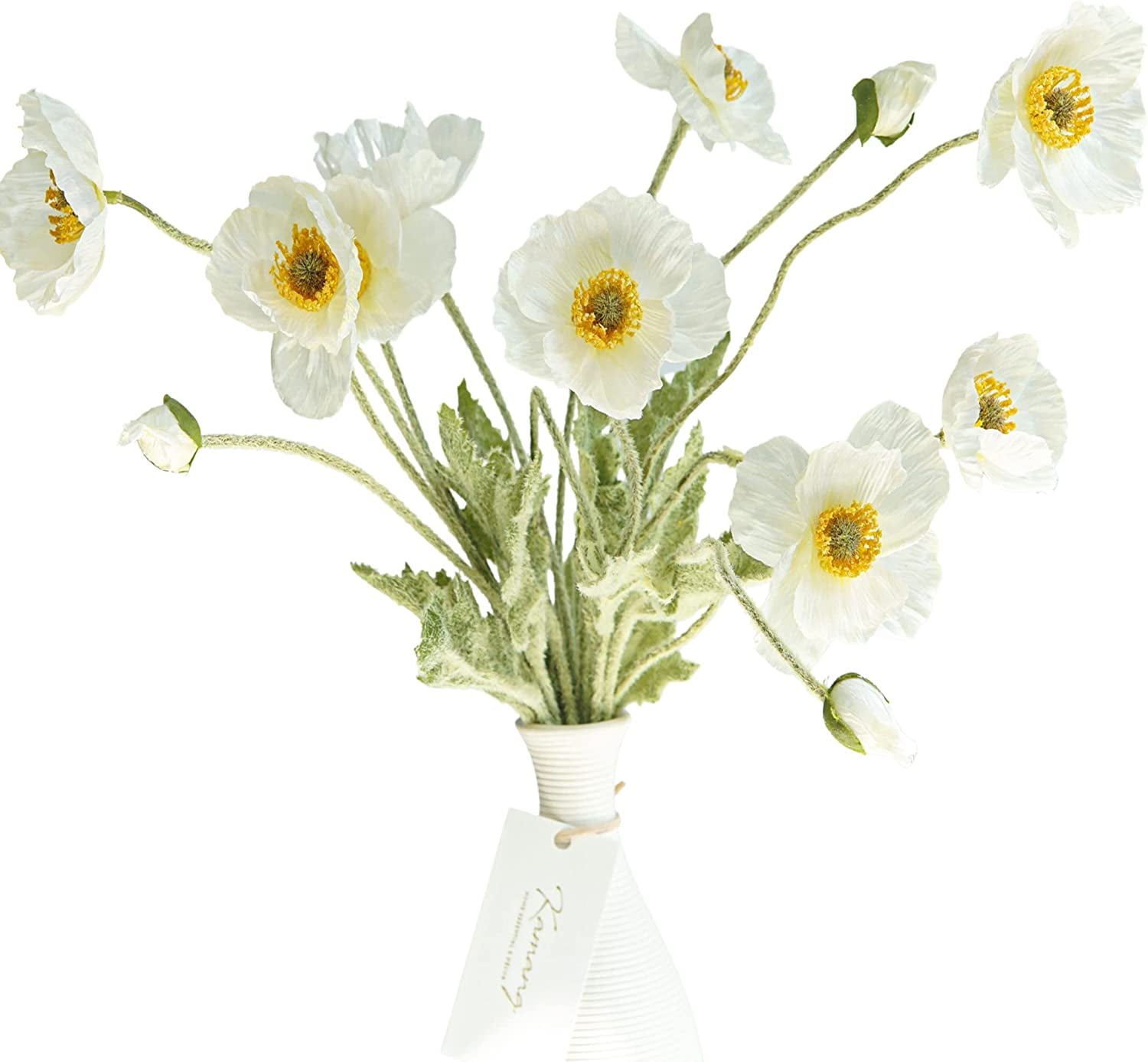 6 Stems Artificial Poppy Silk Flowers Faux Poppy Flowers Long Stem ...