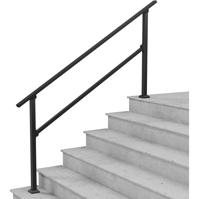 6-Step Handrail for Outdoor Steps, Porch Railing Outdoor, Wrought Iron ...
