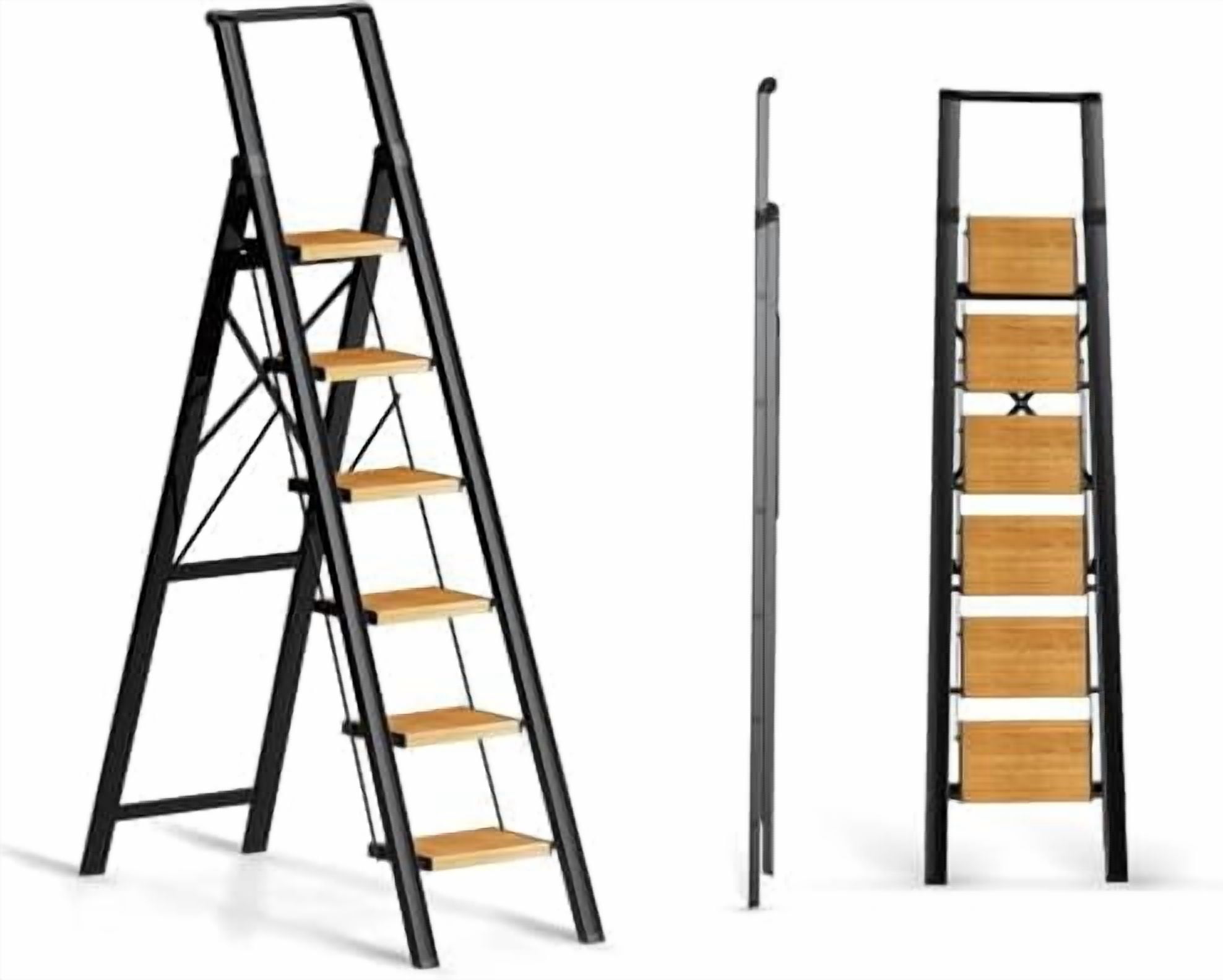 6 Step Ladder for 12 Ft High Ceiling, Folding Step Stool with Handgrip ...