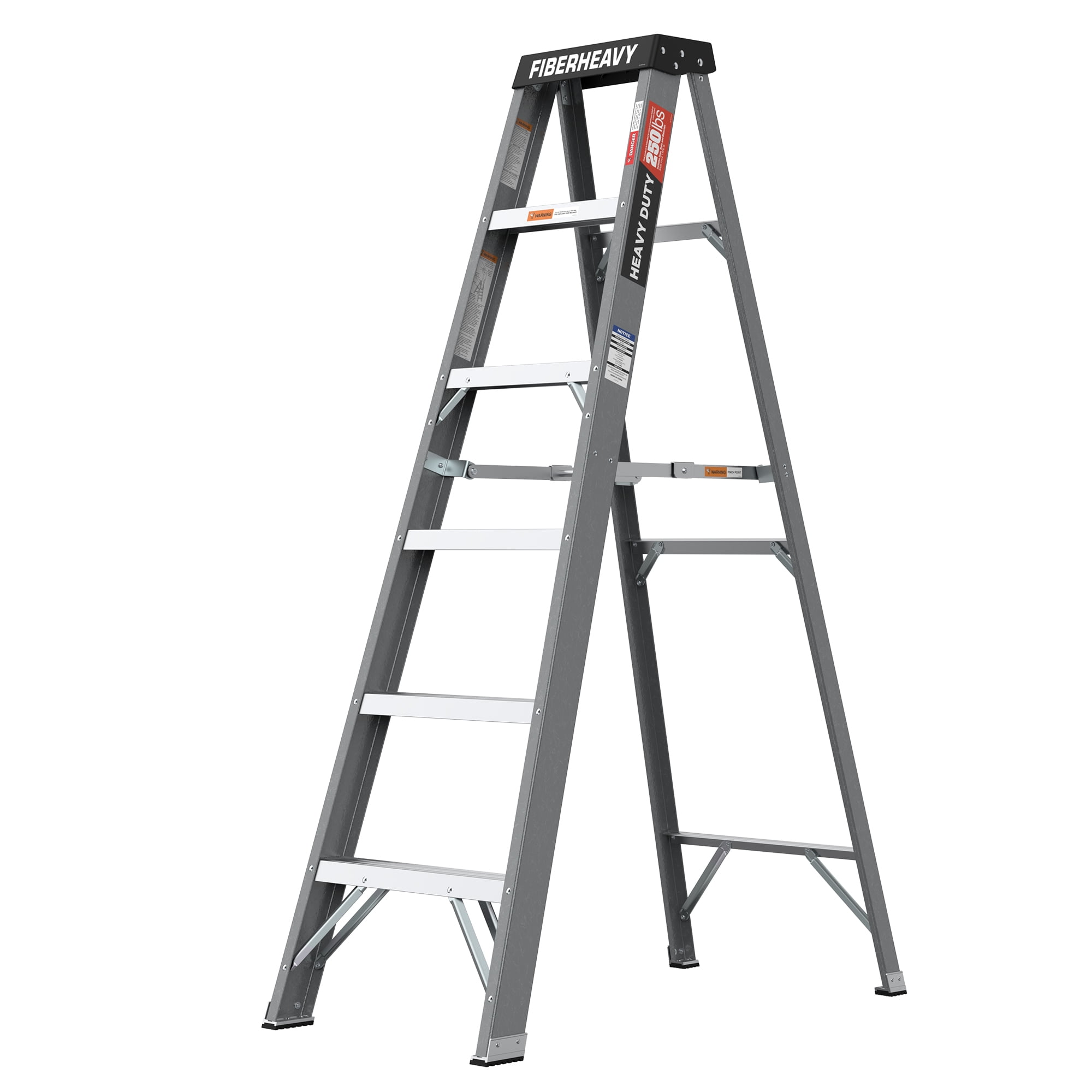 6 Step Ladder,6-Foot Fiberglass Step Ladder, 250-Pound Load Capacity ...