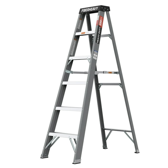 6 Step Ladder,6-Foot Fiberglass Step Ladder, 250-Pound Load Capacity ...