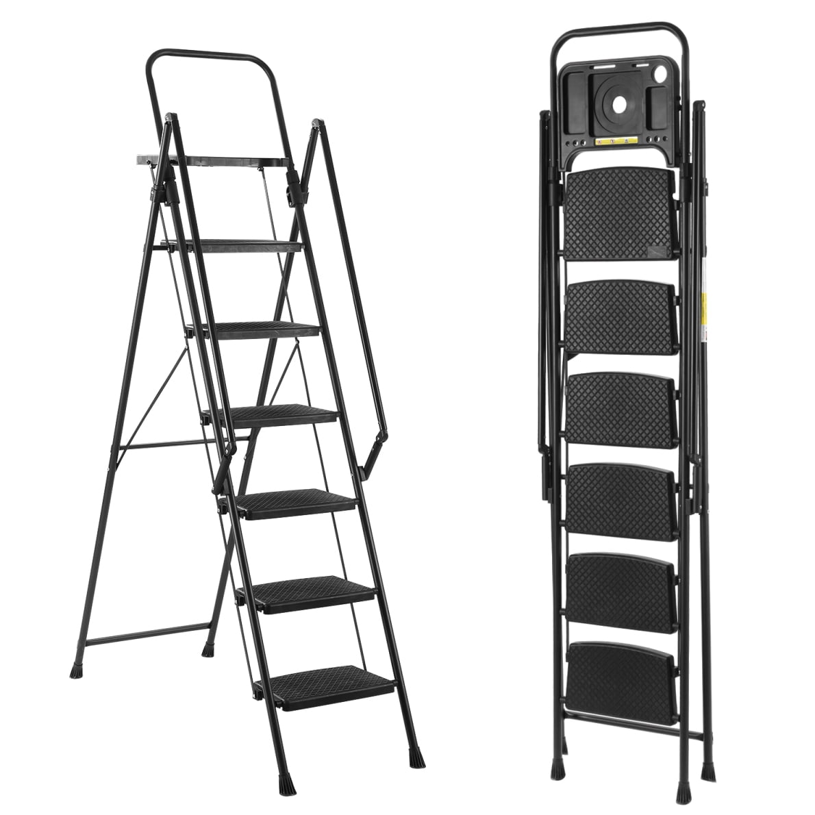 6 Step Ladder Folding Step Stool for Adults with Anti-Slip Wide Pedals ...